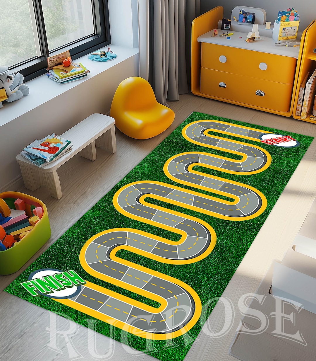 Race Track Runner Rug,curvy Racing Road, Race Track Rug,start Line ...
