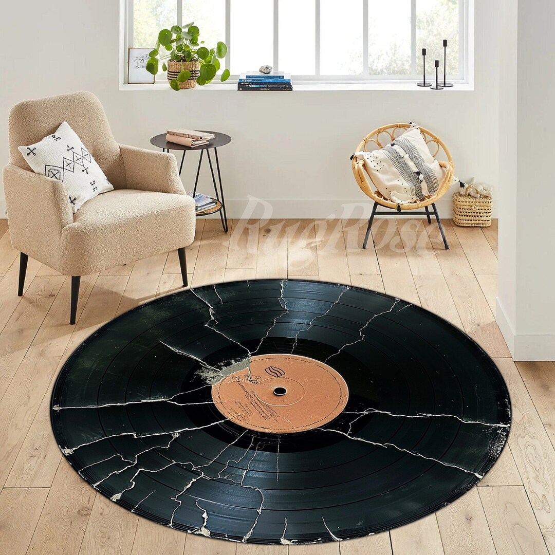 Record, Record Rug, Record Round Rug, Colorful Record Rug, Retro Record ...