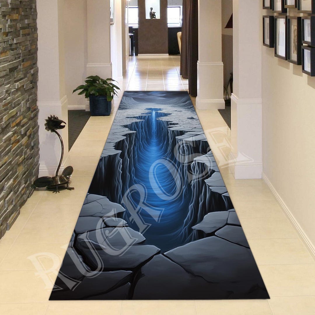 3D Crack Optical Illusion Runner Rug, Modern Floor Mat - Etsy UK
