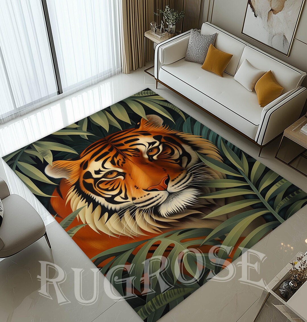 Tiger Rug, Tiger Pattern Rug, Tiger Design Rug, Animal Themed Rug ...