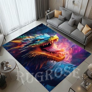Dragon, Dragon Rug, Pink Dragon Rug, Neon Dragon Rug, Dragons Rug ...