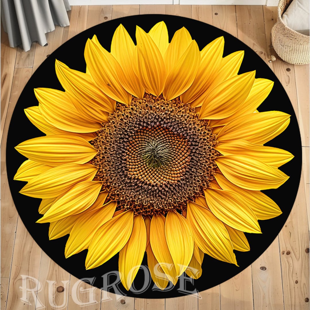 Sunflower,round Sunflower Rug,sunflower Pattern Rug, Yellow Sunflower ...
