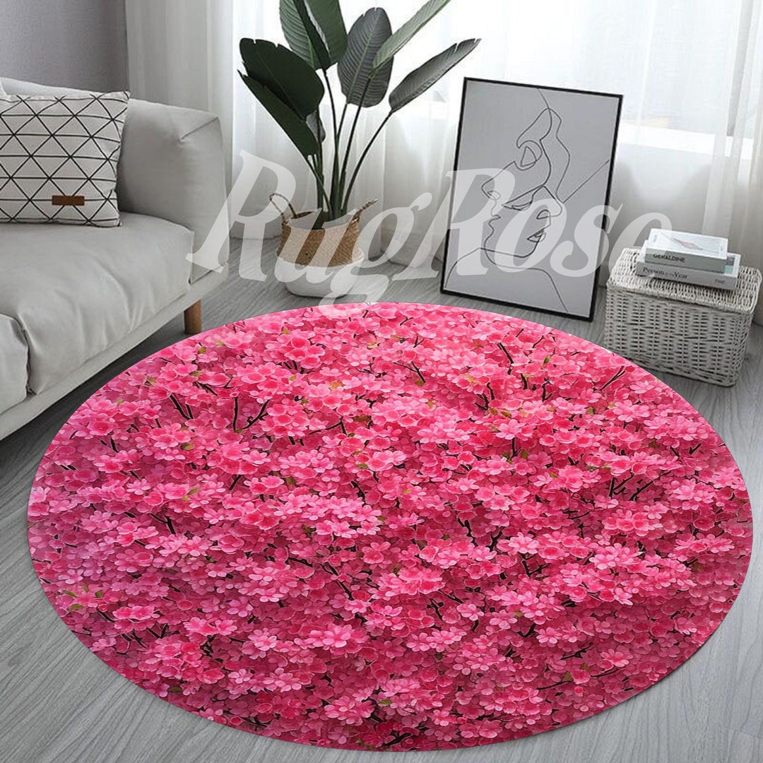 Cherry Blossom Rug, Pink Cherry Blossom,round Cherry Blossom Rug,spring ...