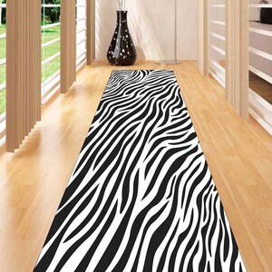 Zebra Print Runner Rug, Black and White Hallway Carpet, Non-slip - Etsy