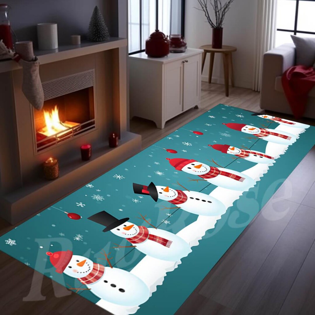 Snowman Rug, Snowman Runner Rug, Christmas Runner Rug, Christmas Rug ...