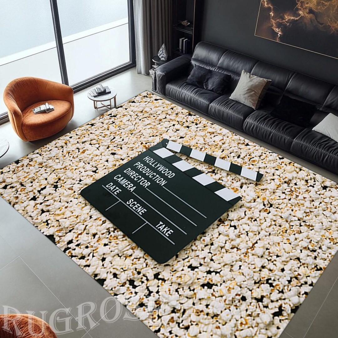 Cinema Rug, Cinema Film Rug, Retro Film Rug, Popcorn Pattern Rug,film ...