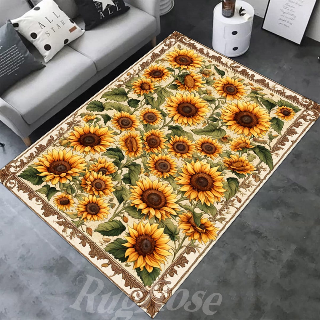 Sunflower,sunflower Pattern Rug, Traditional Sunflower Rug, Colorful ...
