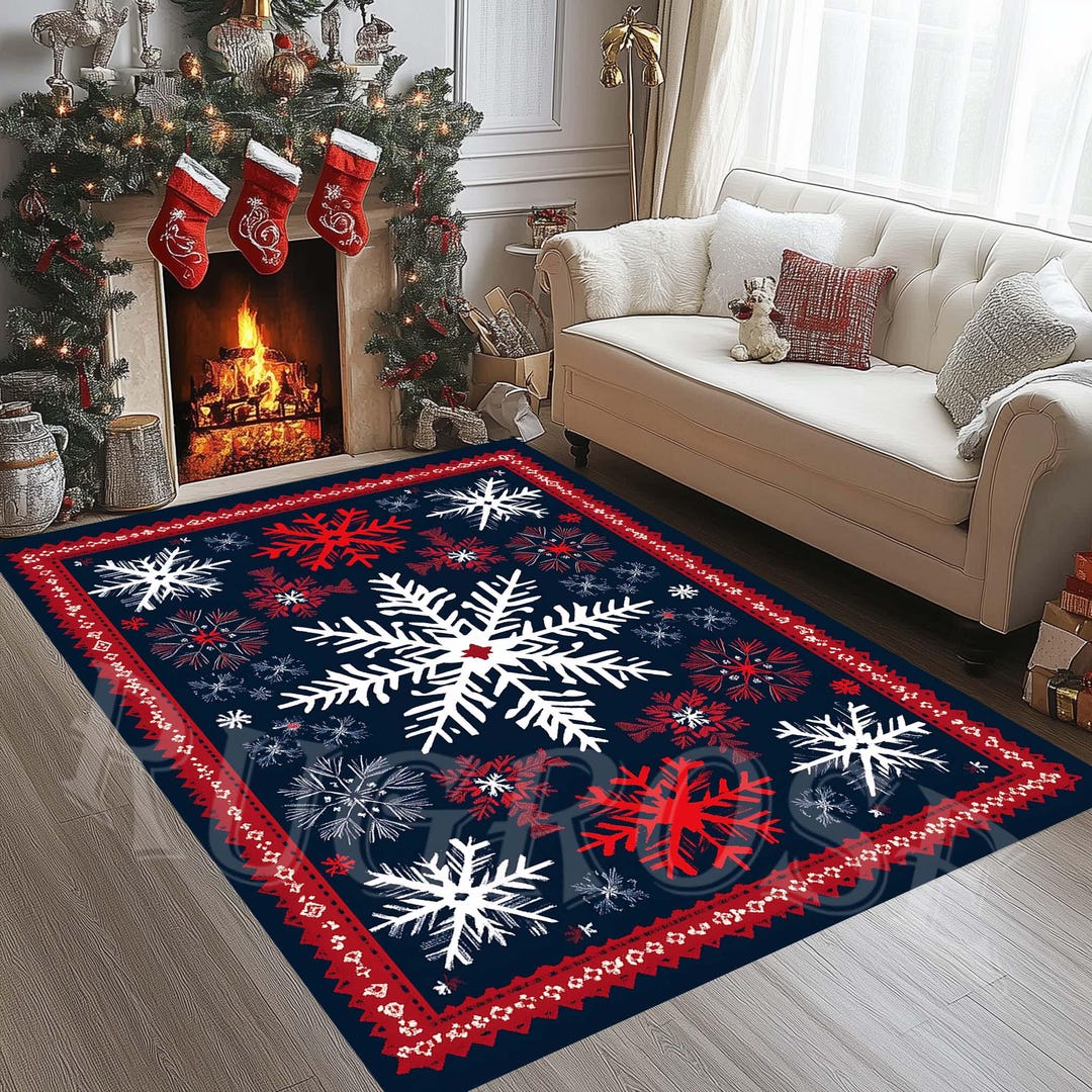 Snowflake Rug,christmas Snowflake Rug,christmas Decorations Rug,xmas ...
