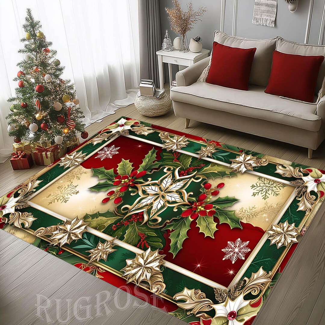 Poinsettia Rug, Poinsettia Flower, Christmas Decoration,red White ...