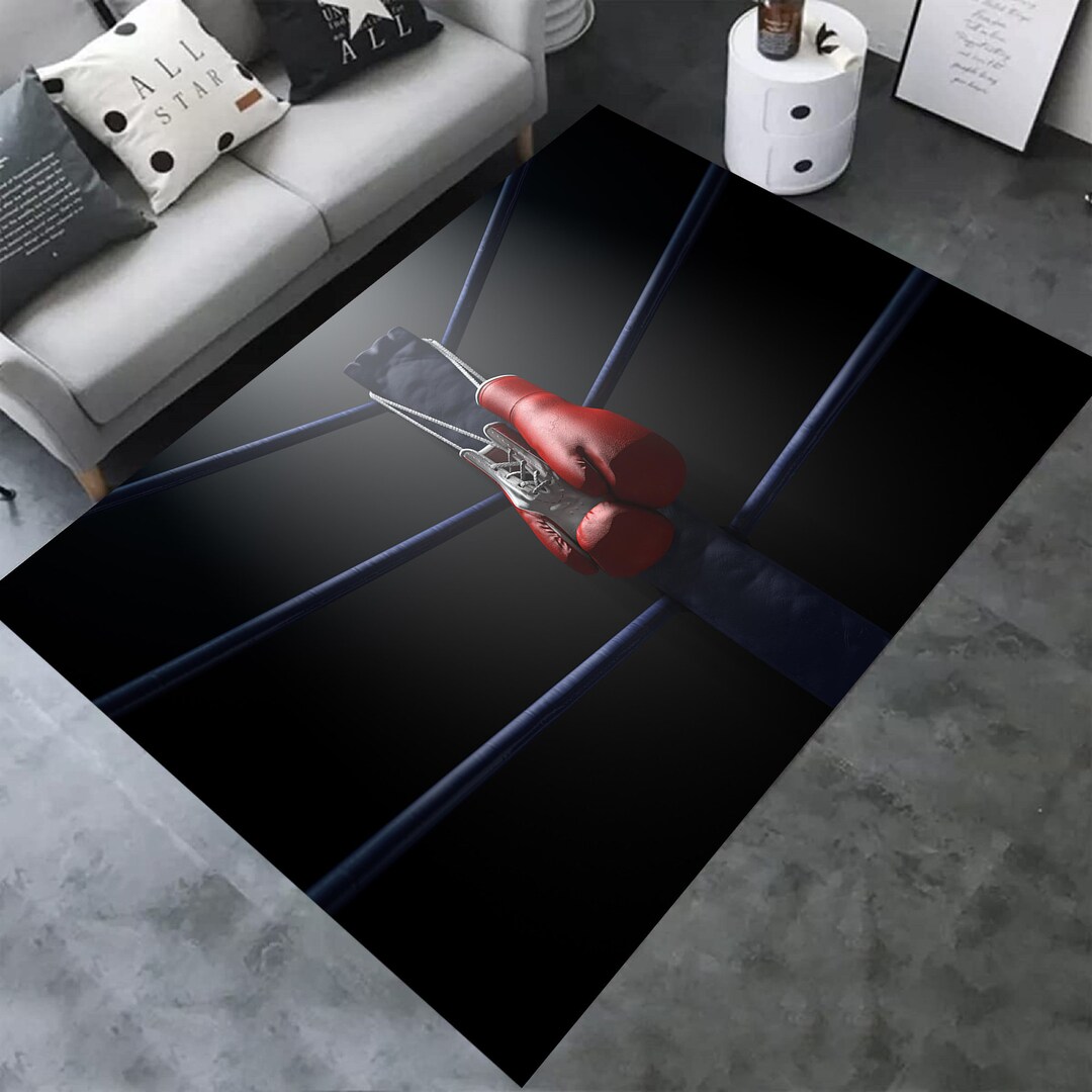 Boxing Rug, Boxing Gloves Rug, Knockout Rug, Living Room Rug, Home ...
