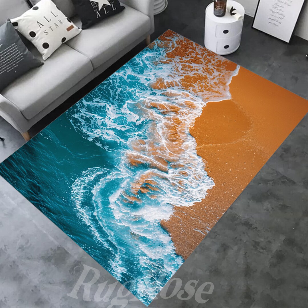Sea Wave Rug, Sand Wave Rug, Wave Rug, Sand Rug, Ocean Waves Rug, Beach ...