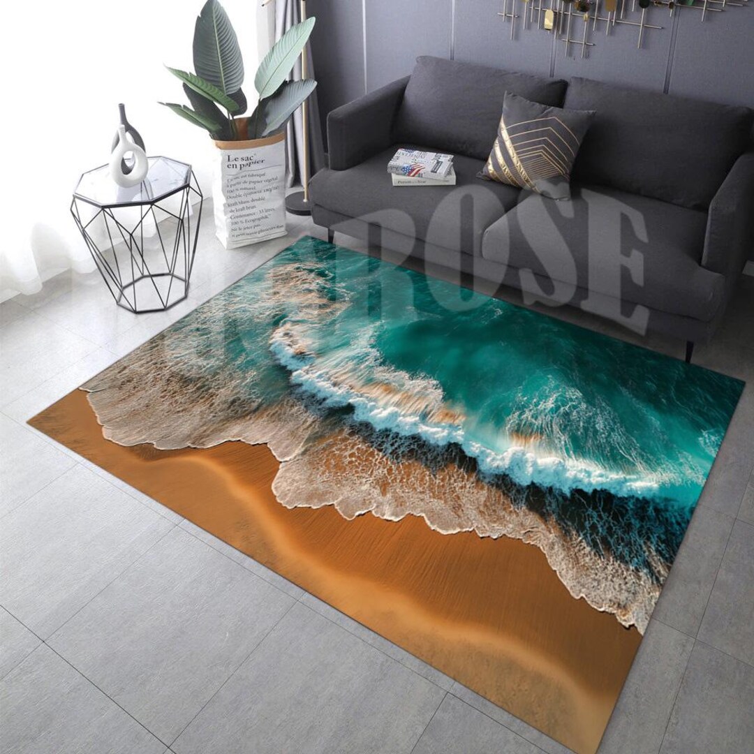 Beach Rug, Sea Rug, Sea Wave Rug, Sand Wave Rug, Nautical Rug, Clear ...
