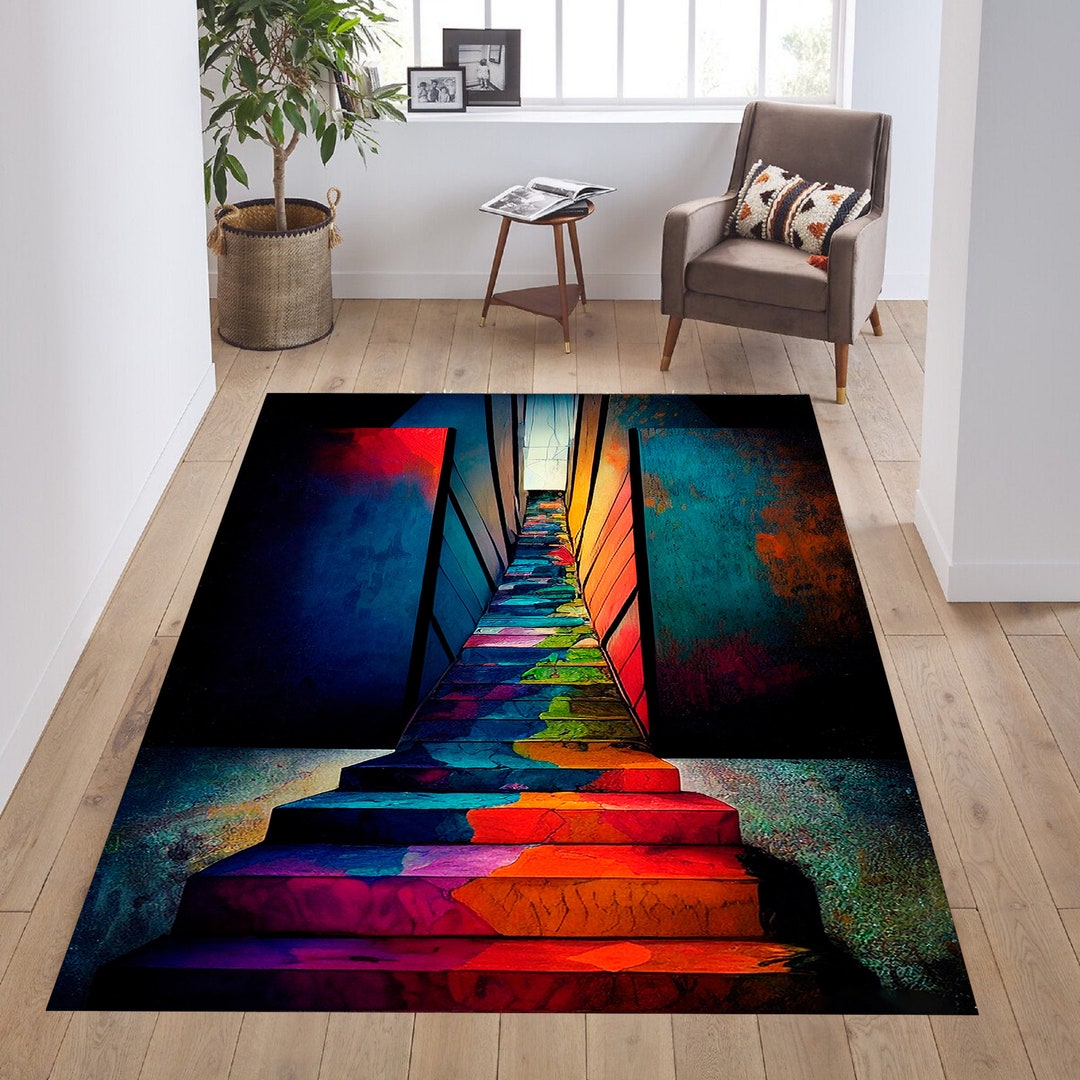 Stairs, Colorful Stair Rug, Stairway Rug, Optical Illusion Rug, Optical ...