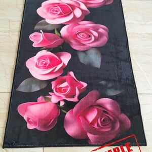 Pink Roses, Pink Roses Rug, Pink Roses Runner Rug, Roses Long Rug ...