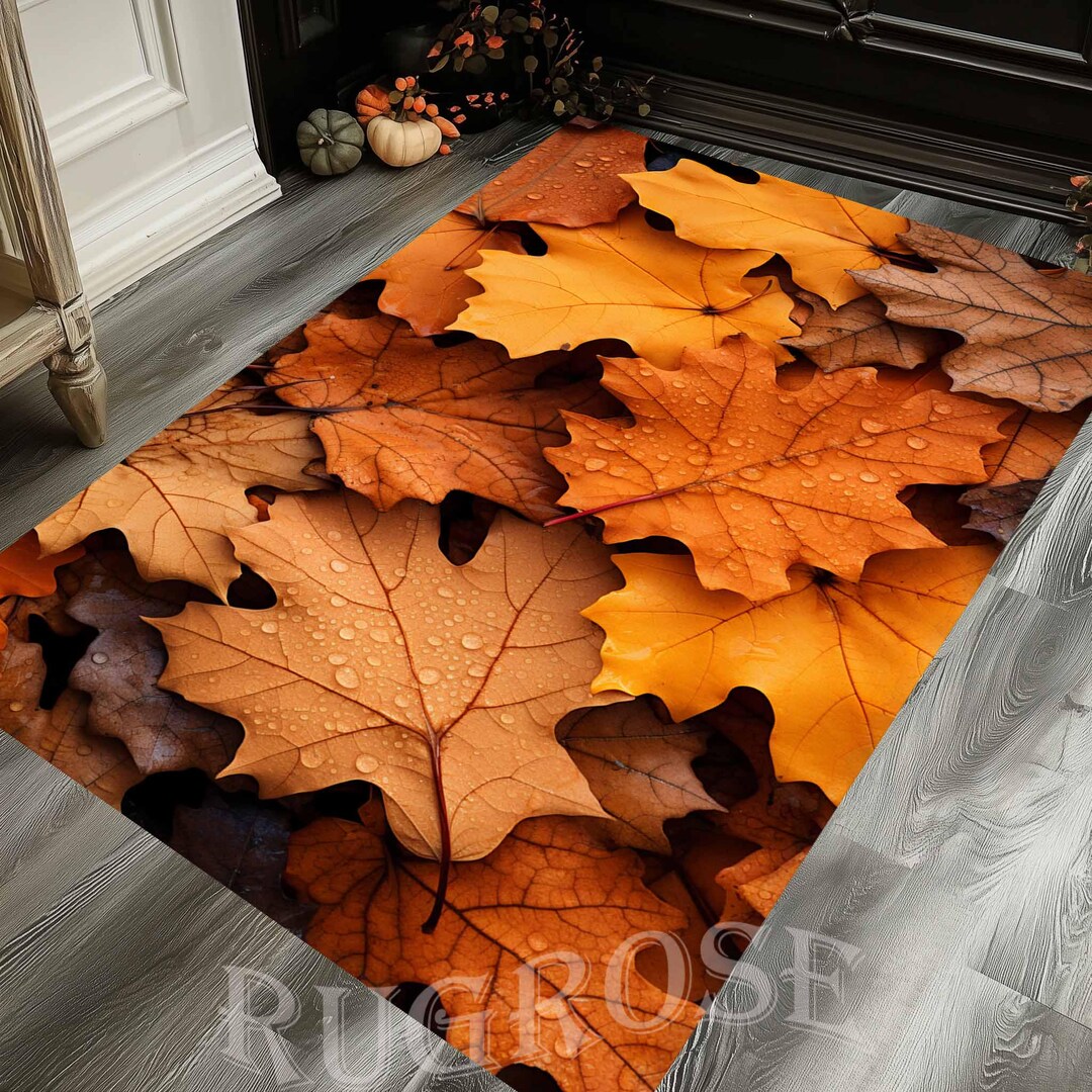 Fall Rug, Autumn Rug, Leaf Pattern Rug, Decor Leaves Rug, Living Room ...