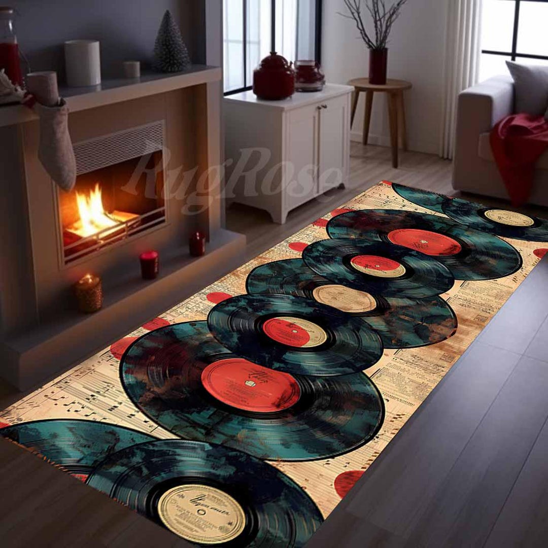 Record Rug, Record Themed Rug, Record Long Rug, Record Runner Rug ...