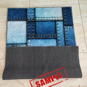 Blue Jean Pattern Area Rug, Modern Patchwork Design - Etsy