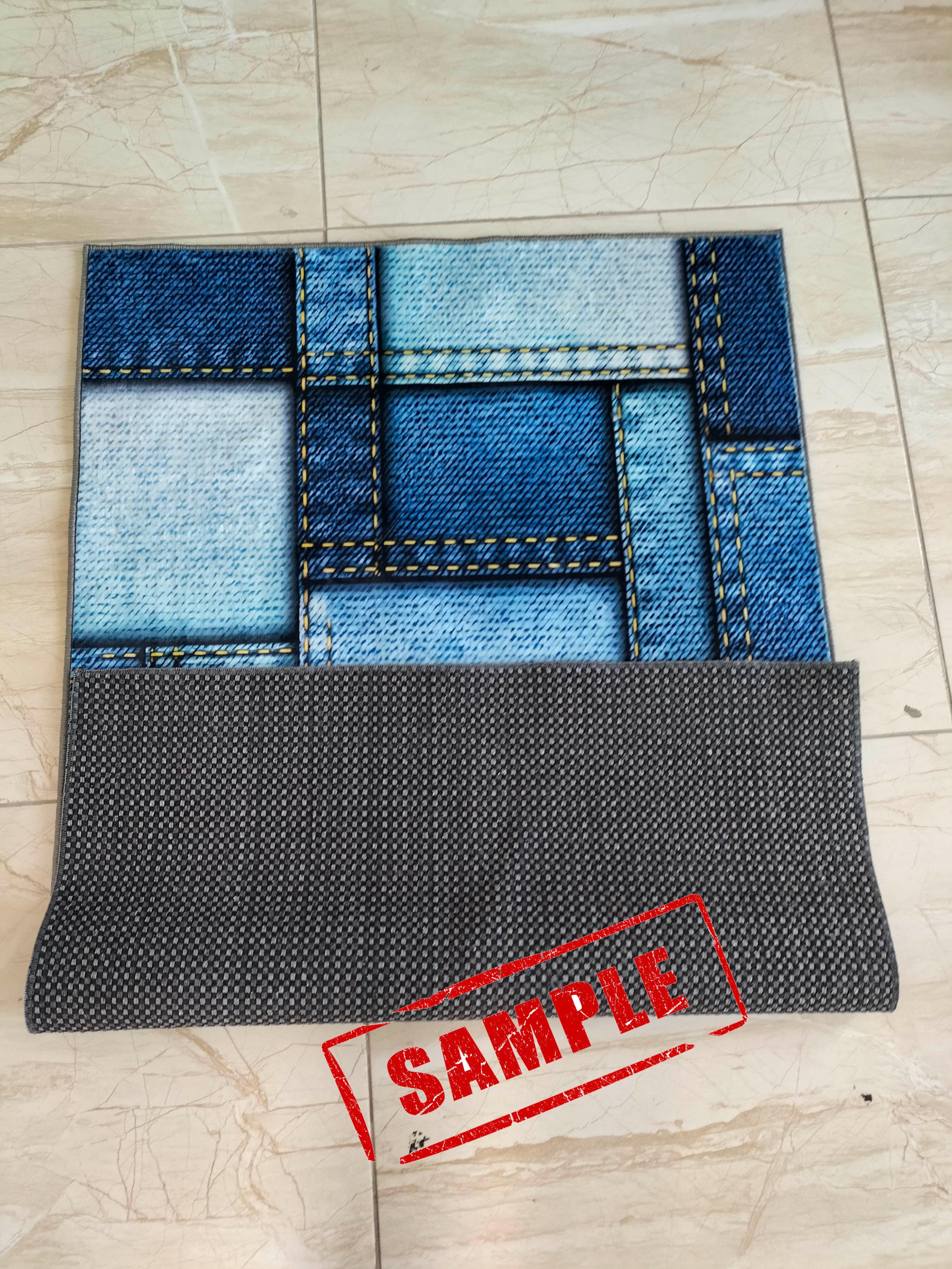Blue Jean Pattern Area Rug, Modern Patchwork Design - Etsy