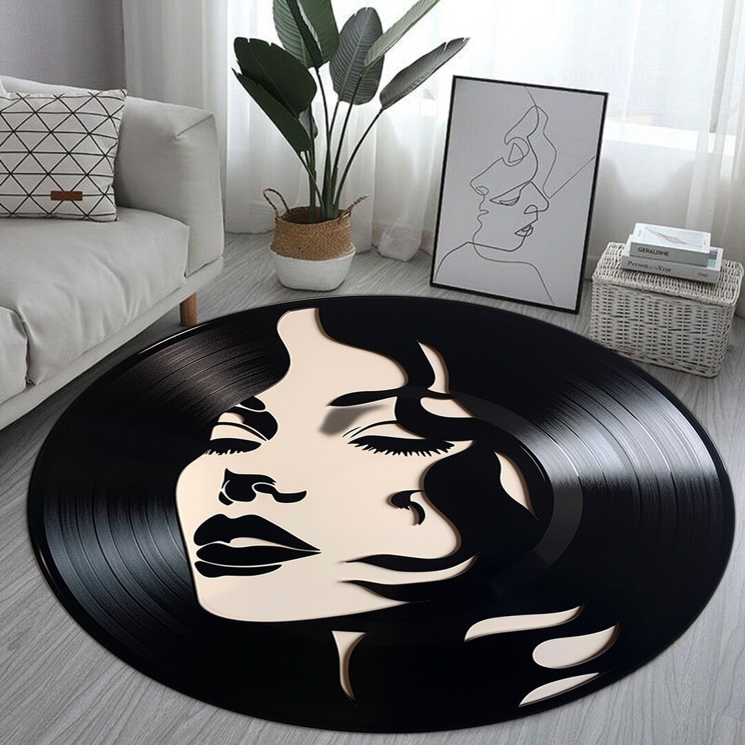 Retro Record Round Rug, Colorful Music Decor Rug - Etsy