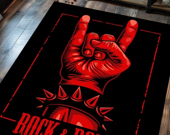 Rock and Roll Rug, Guitar Rug, Rock'n Roll, Rock Music Lovers Rug, Rock ...