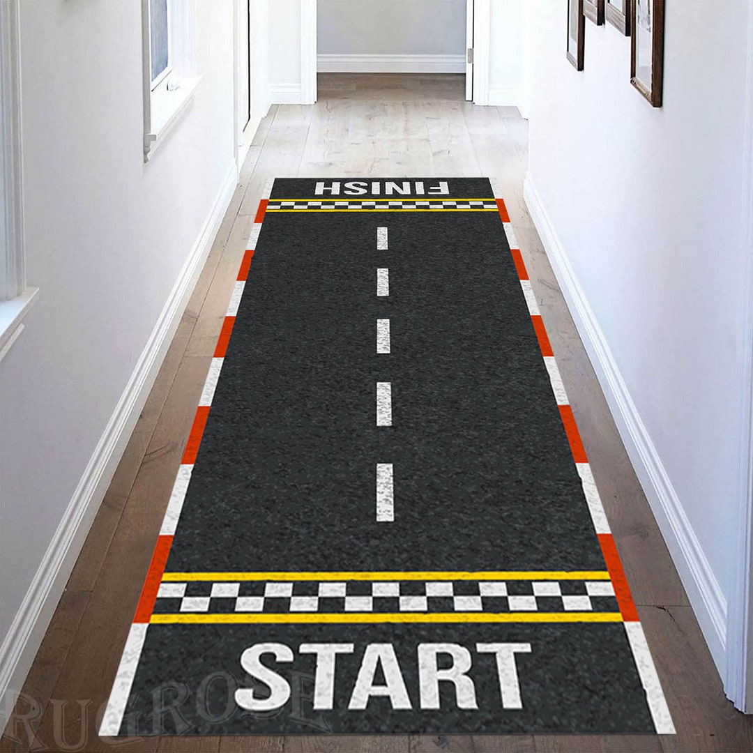 Race Track, Race Track Rug,start Line,finish Line,hallway Rug,long ...