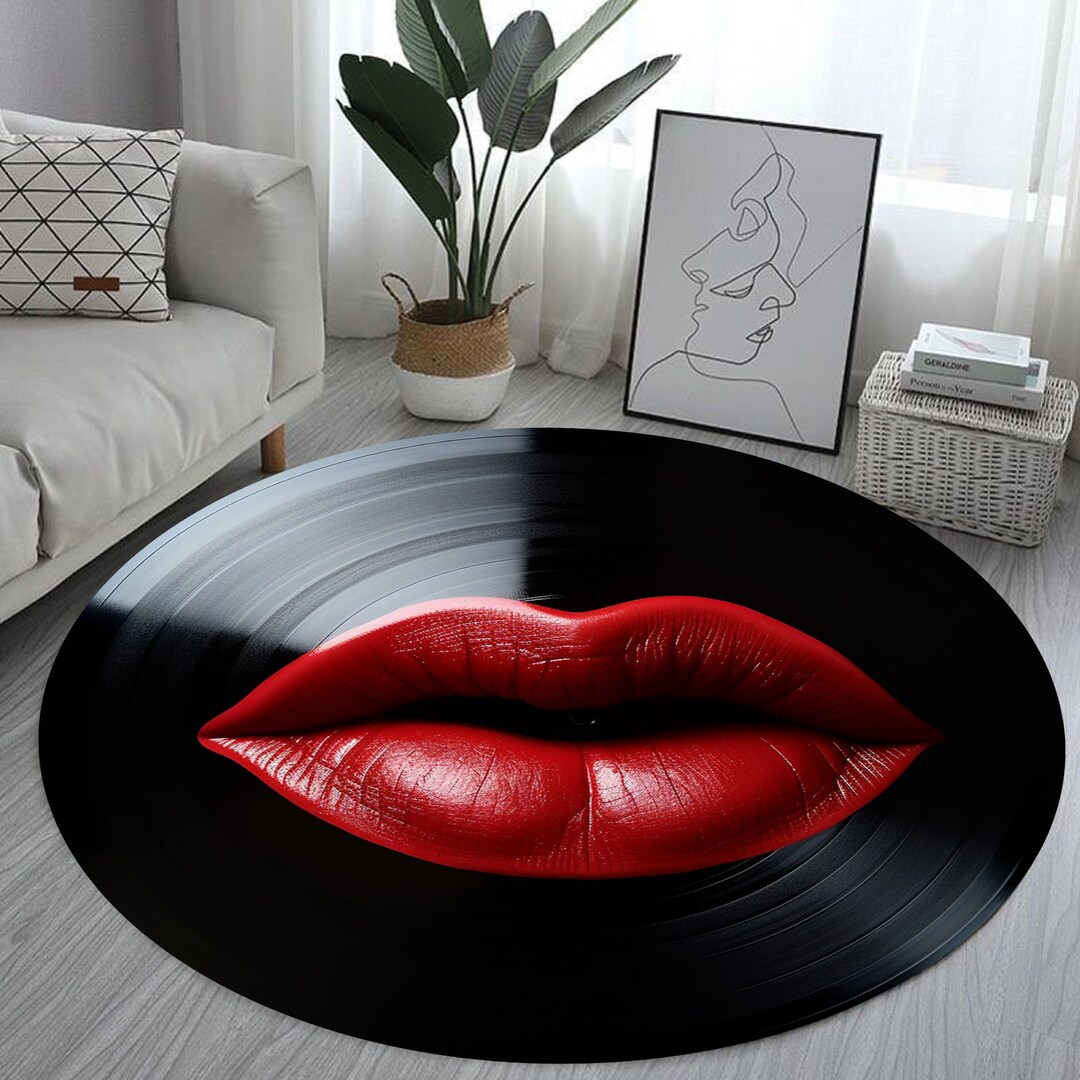 Record, Record Rug, Record Round Rug, Red Lip Rug, Retro Record Rug ...