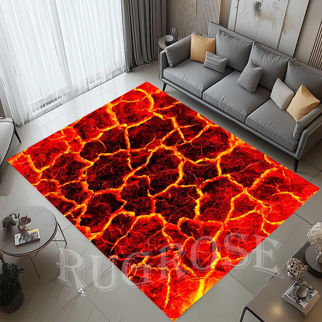 Lava Rug, Hot Lava Rug,volcano Floor Rug, Lava Pattern Rug, Home Decor ...