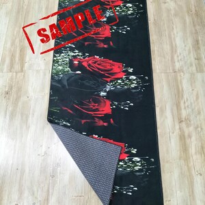 Red Roses, Black and Red Roses, Roses Runner Rug, Roses Long Rug ...