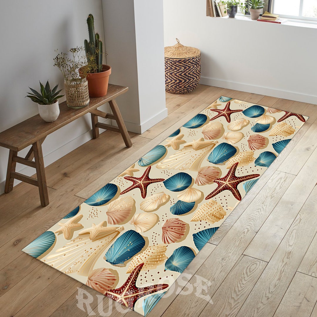 Starfish, Sea Shells Rug, Starfish Rug, Sea Shells Runner Rug, Sea Rug ...