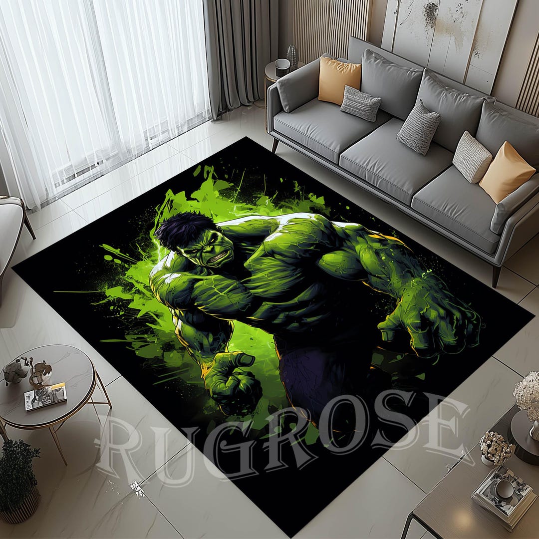 Angry Hulk Rug, Hulk Rug, Superhero Rug, Green Giant Man Rug, Hulk Area ...