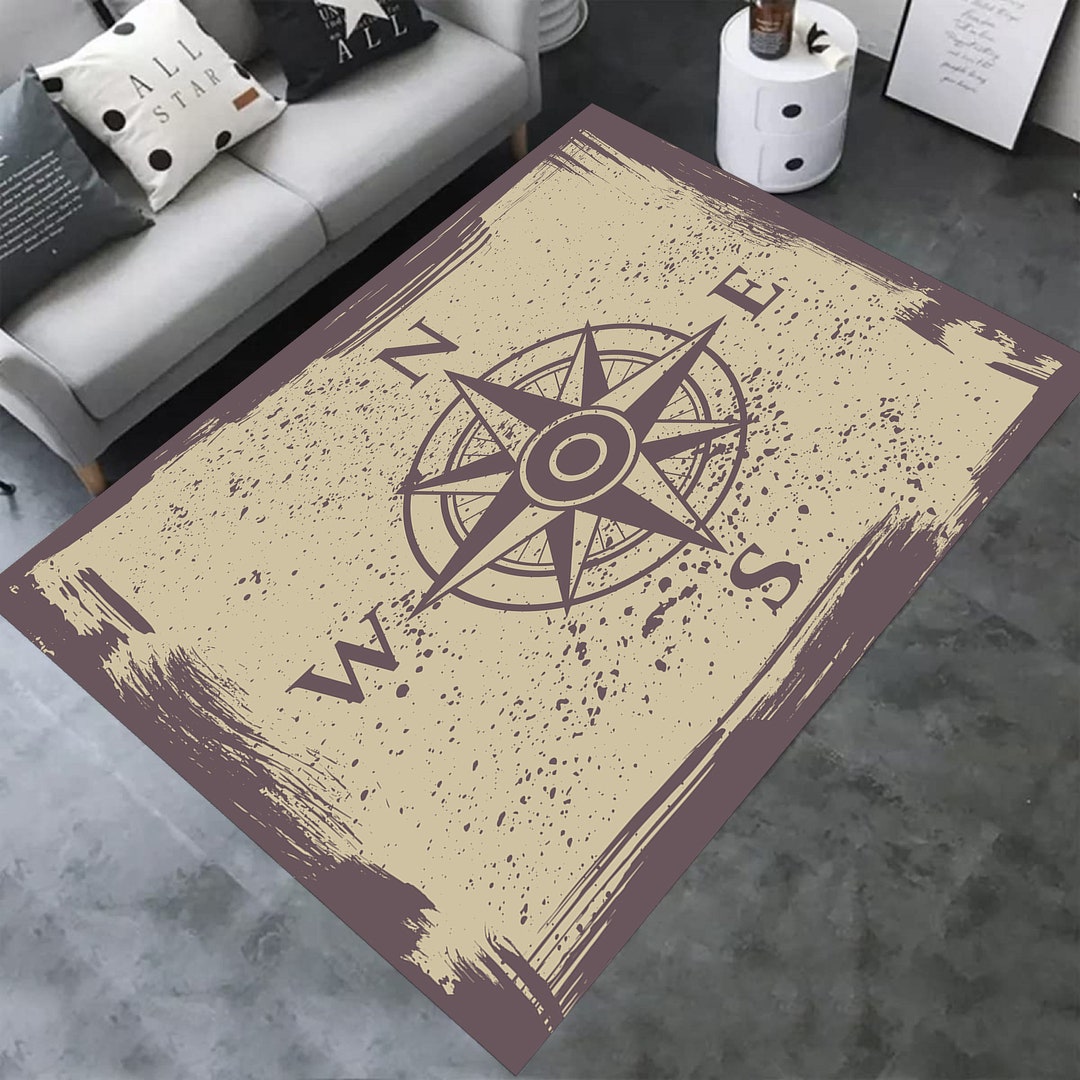 Compass, Compass Rug, Compass Themed Rug, Ancient Compass Rug, Neon ...