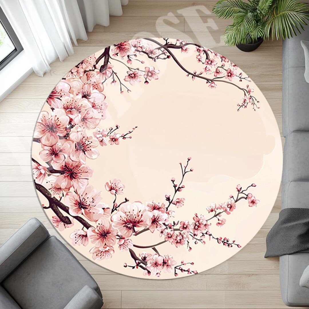 Cherry Blossom Rug,round Cherry Blossom Rug,pink Cherry Blossom,cherry ...