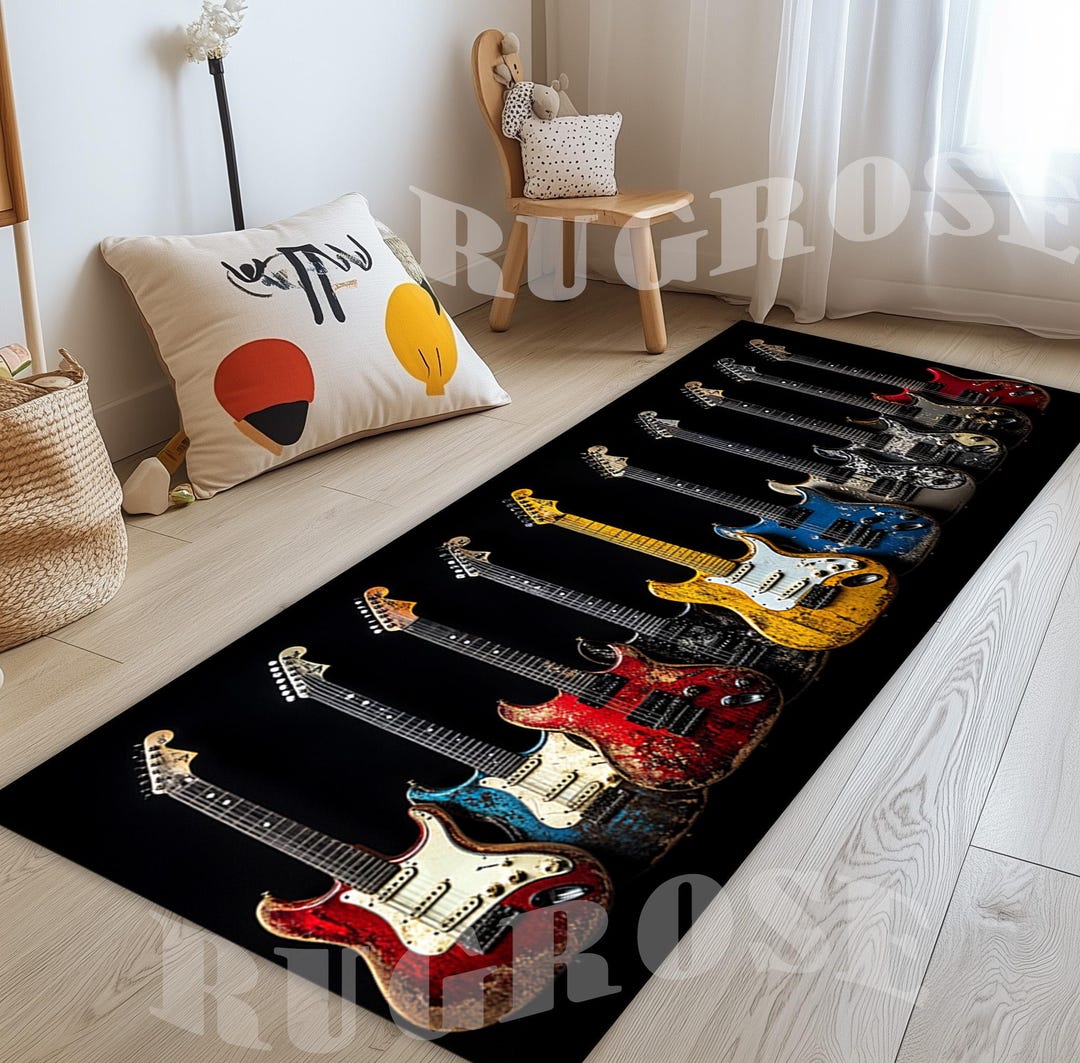 Guitar Rug, Guitar Themed Rug, Guitar Runner Rug,guitar Long Rug,guitar ...