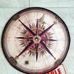 Compass Rug, Round Compass Rug, Medallion Rug, Round Decor Rug, Gift ...