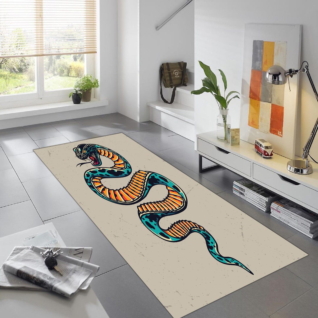 Snake, Snake Rug, Snake Runner Rug, Runner, Poisonous Snake, Colorful ...