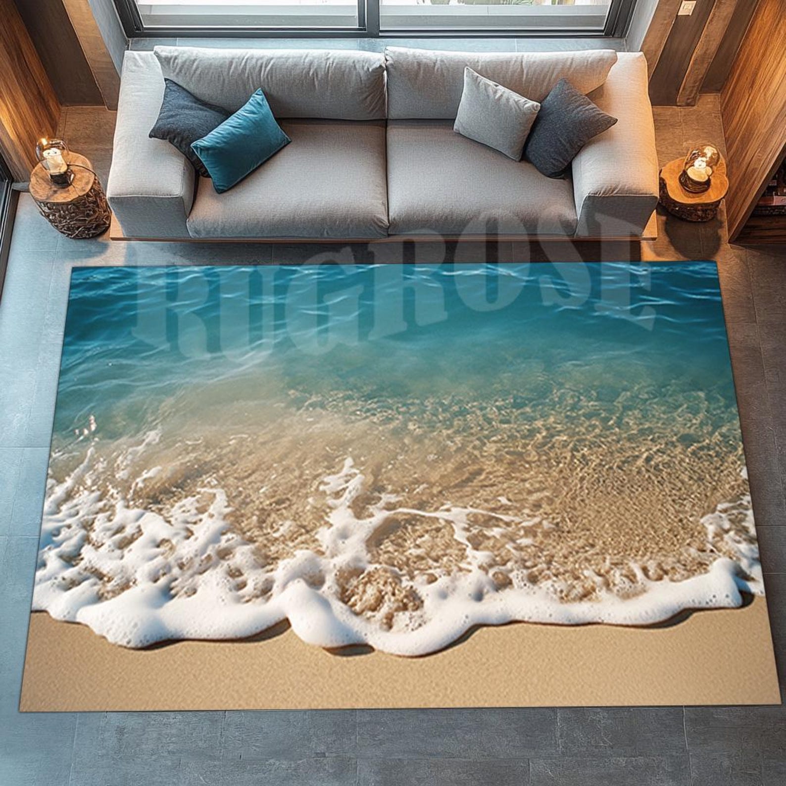 Ocean Waves Beach Rug, Nautical Decor, Summer Sea Rug - Etsy