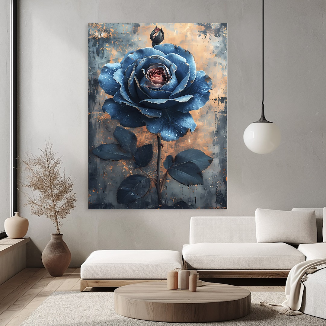 Blue Rose Canvas, Blue Rose, Custom Canvas,decorative Canvas,flower ...