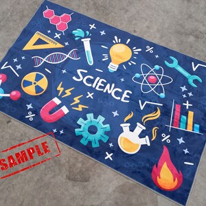 Science Education Rug, Education Rug, Hand Drawn Science Rug, Kids Room ...