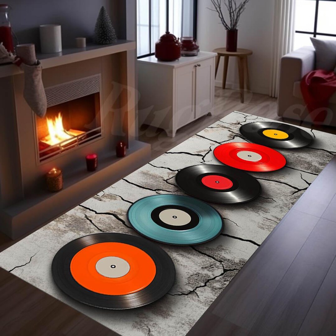 Record Runner Rug, Record Themed Rug, Crack Stone Floor,record Long Rug ...