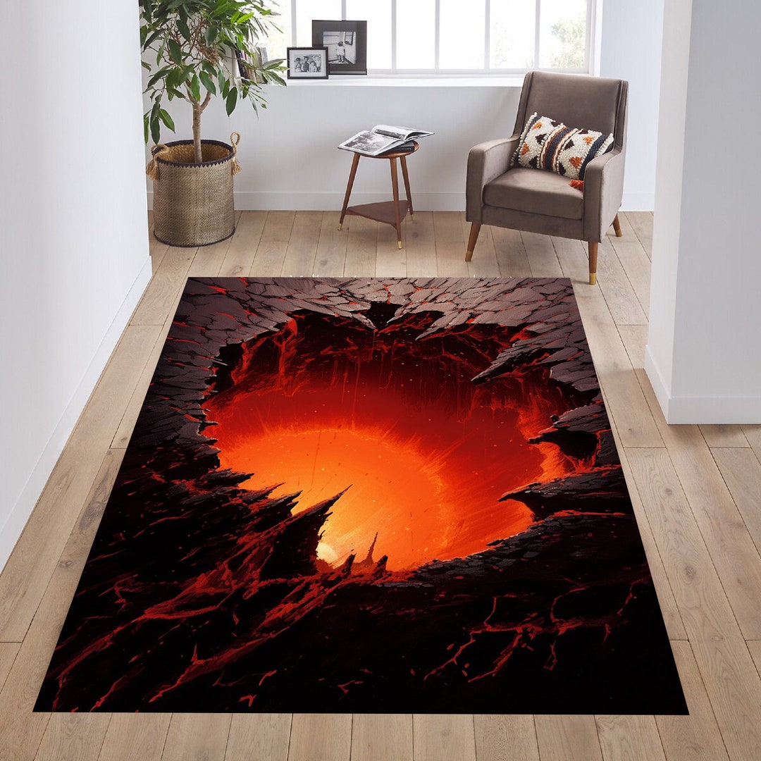 Lava Rug, Hot Lava Rug,deep Hole Rug, 3D Huge Crack, Volcano Floor Rug ...