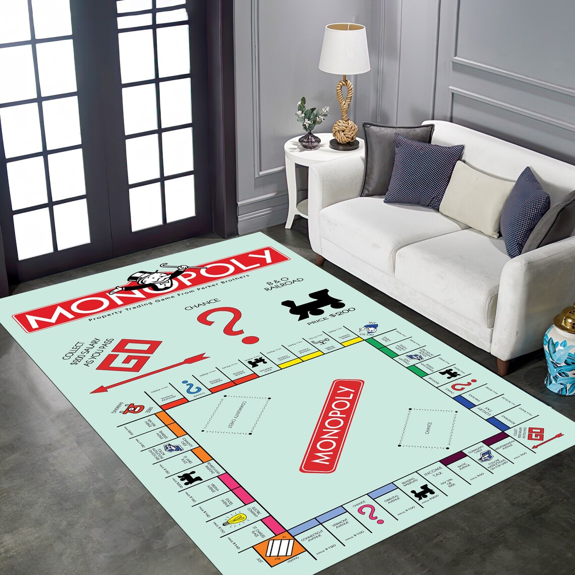 Monopoly Rug Monopoly Entertainment Rug Game Rug Board - Etsy