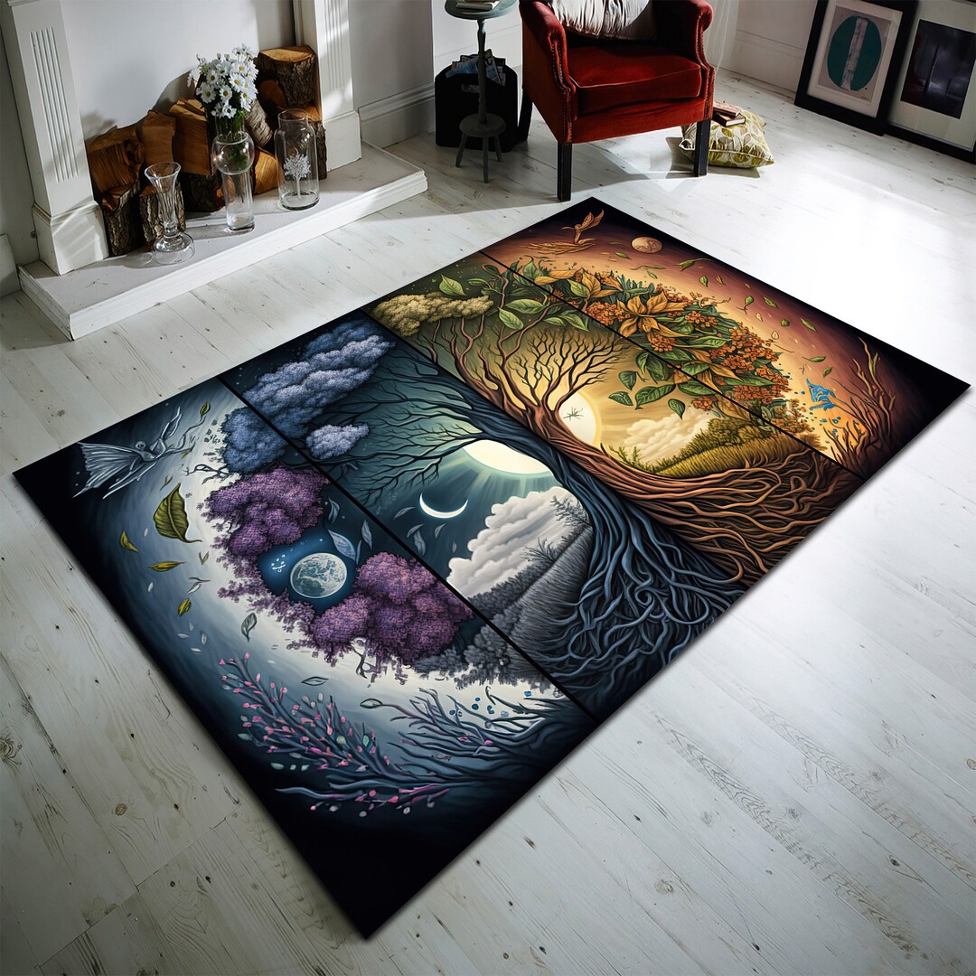 Seasons, Seasons Decor Rug, Tree of Life,colorful Tree Rug,tree of Life ...