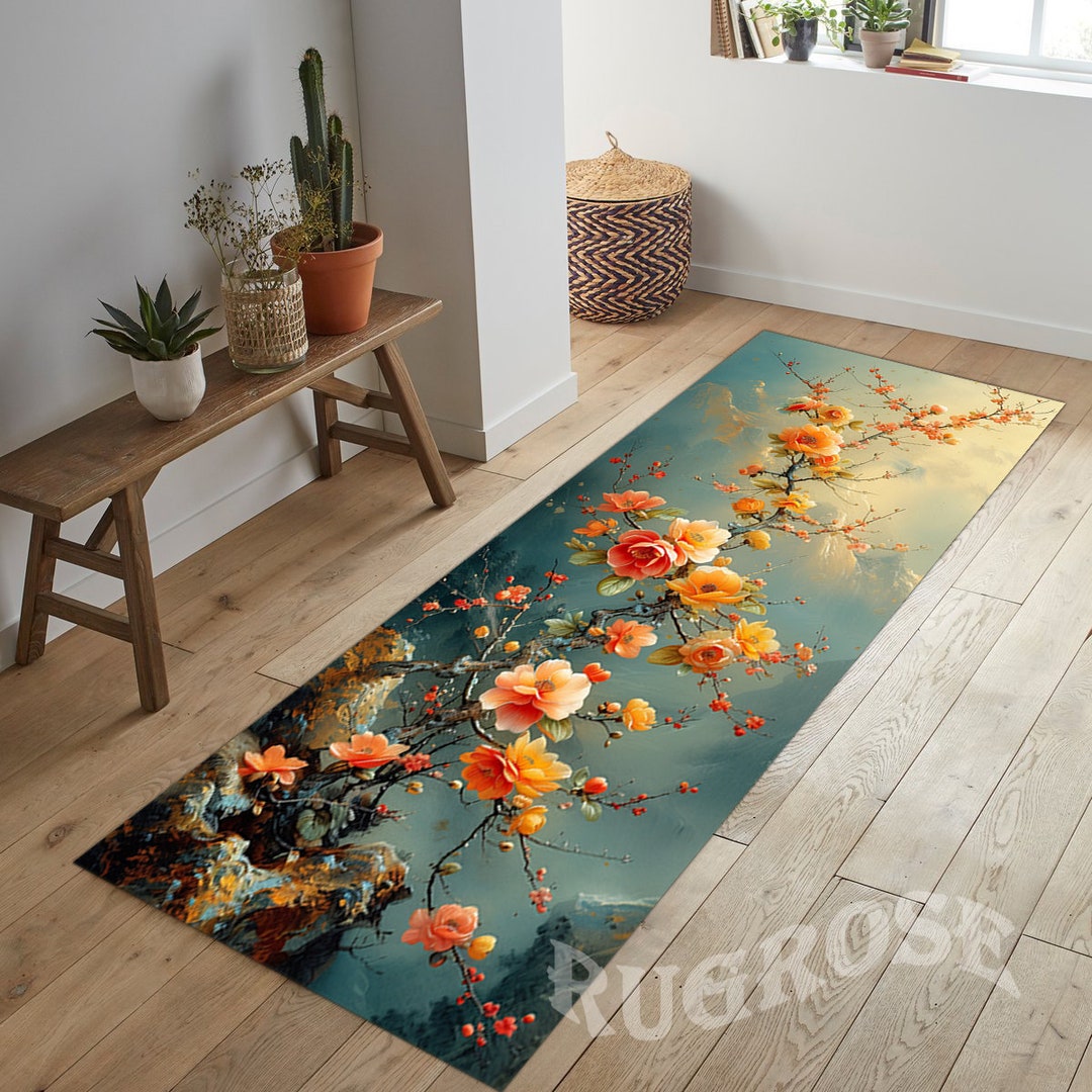 Cherry Blossom Rug,yellow Cherry Blossom,runner Cherry Blossom Rug ...