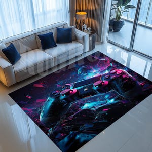 Gamer Rug, Game Controller Rug, Neon Game Controller, Game Room Rug ...