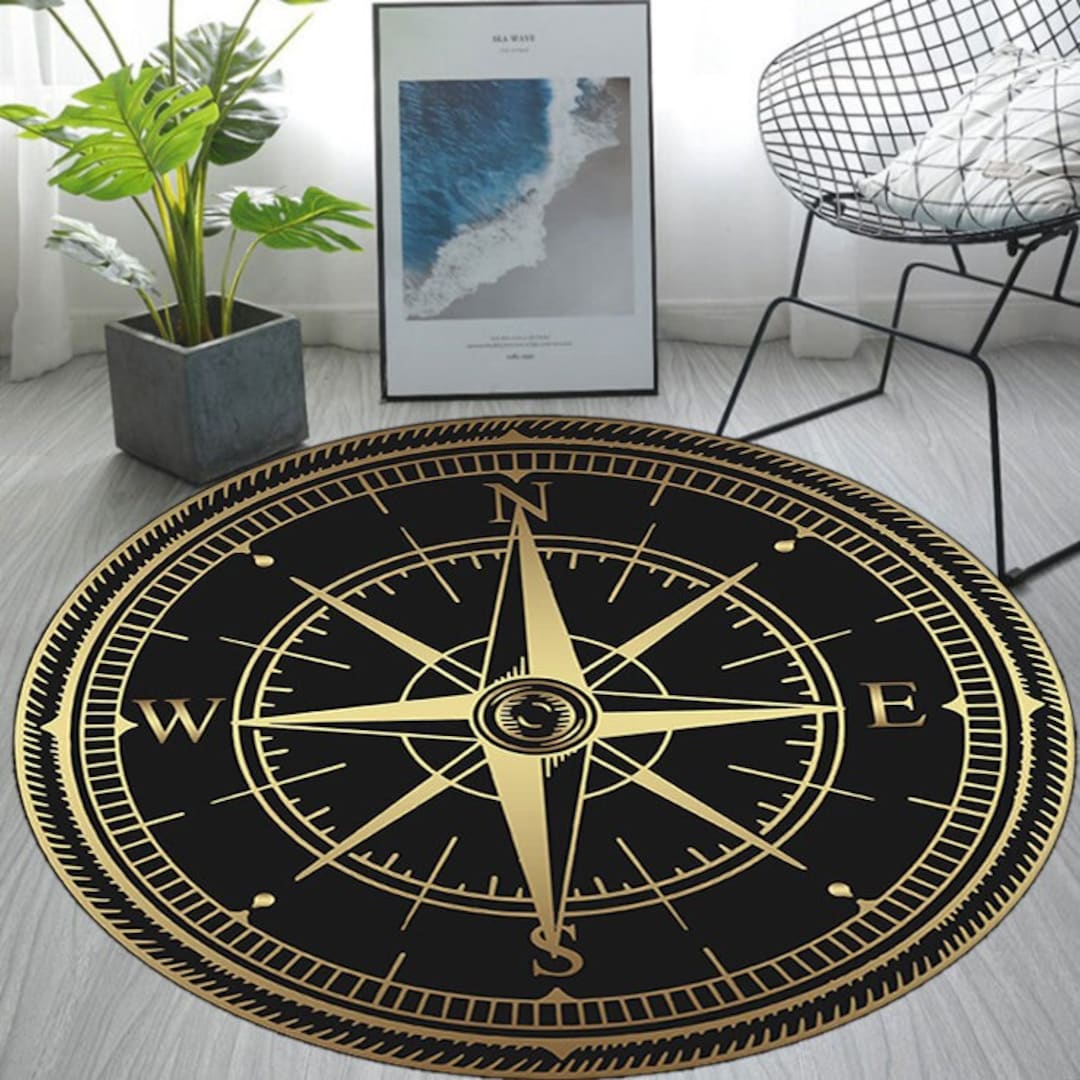 Compass Rug Round Compass Rug Medallion Rug Round Decor Rug T Round Rug Round Rugfor
