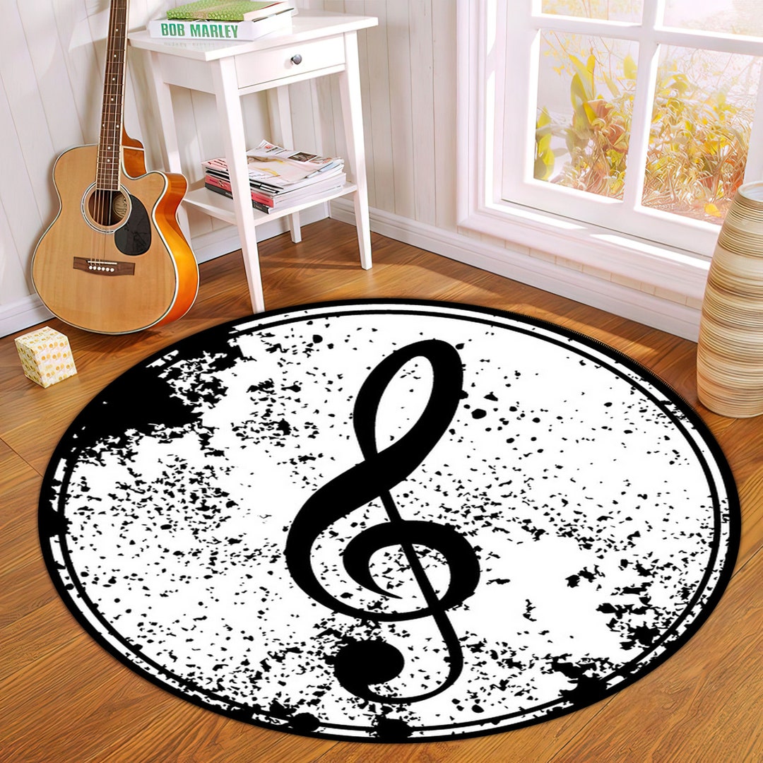 Music Rug, Treble Clef, Black and White Rug,personalized Rug,musical ...