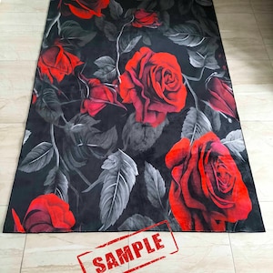 Red Roses, Red Rose Rug, Rose Themed Rug,valentines Day,red Floral Rugs ...