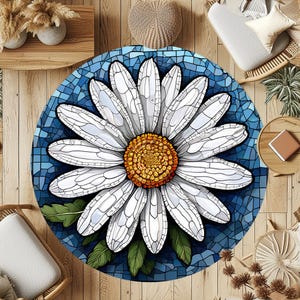 Daisy Rug, Daisy Patterned Rug, Mosaic Daisy Rug, Mosaic Pattern Rug ...