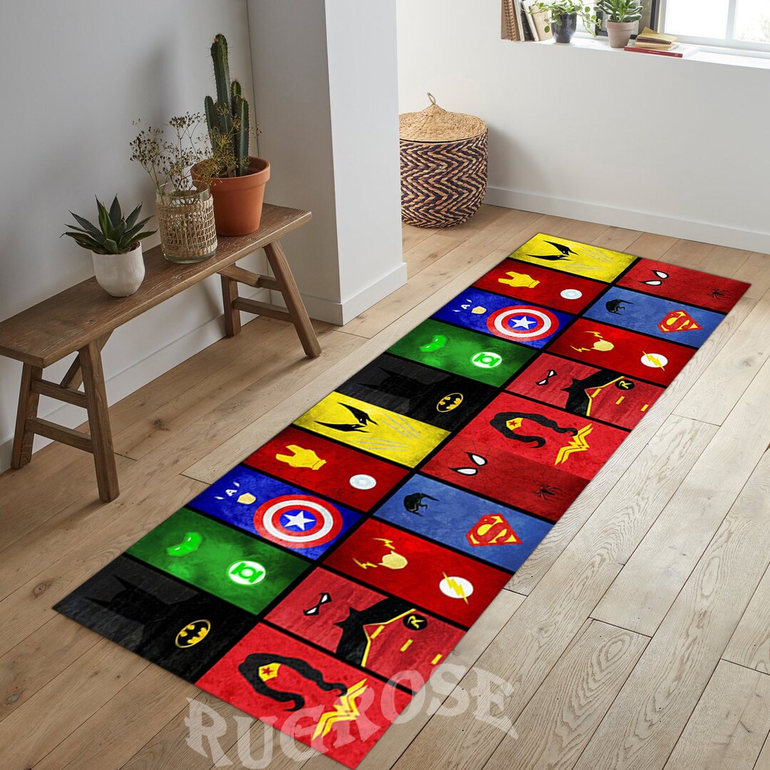 Super Hero Rug, Super Heroes, Runner Rug, Avengers Rug, Kids Rug ...