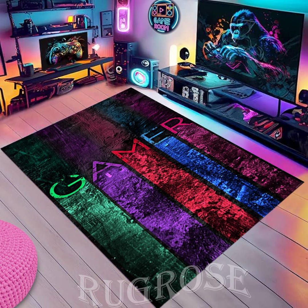 Gamer Rug, Game Room Rug, Gaming Rug, Joysticks Rug, Populer Rug, Gift ...